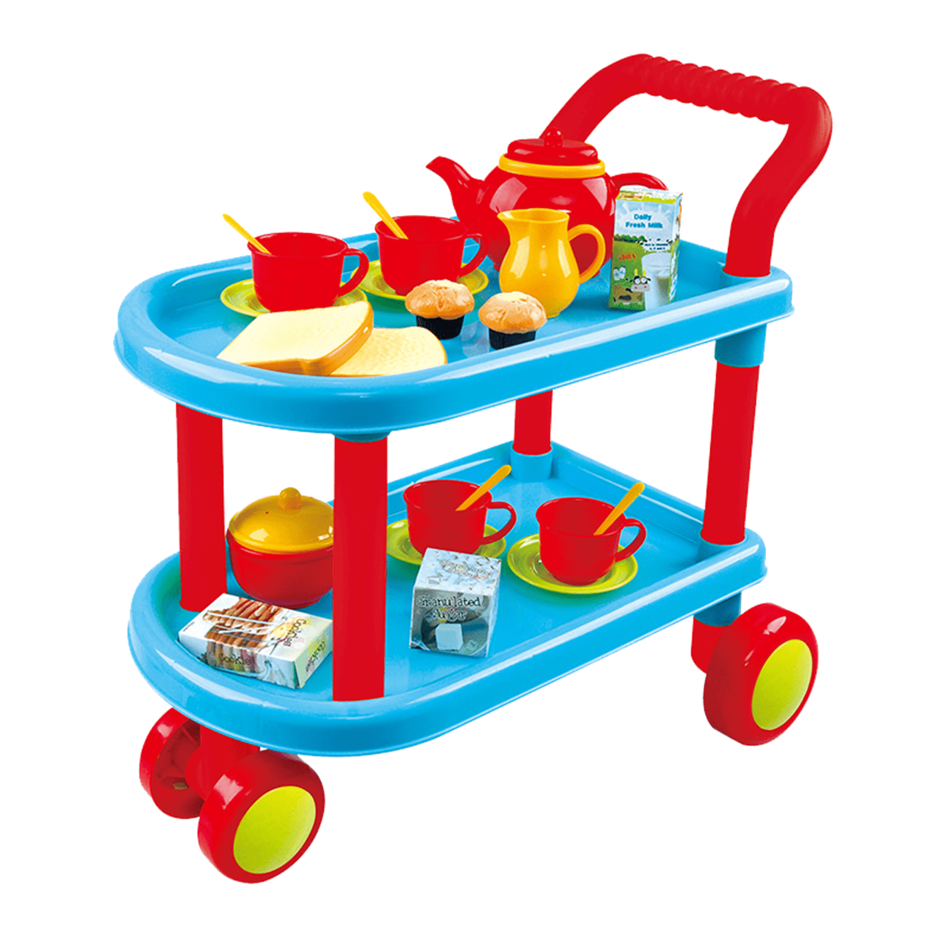 Playgo Tea Trolley Playset, Children's Afternoon Tea Cart Push Cart ...