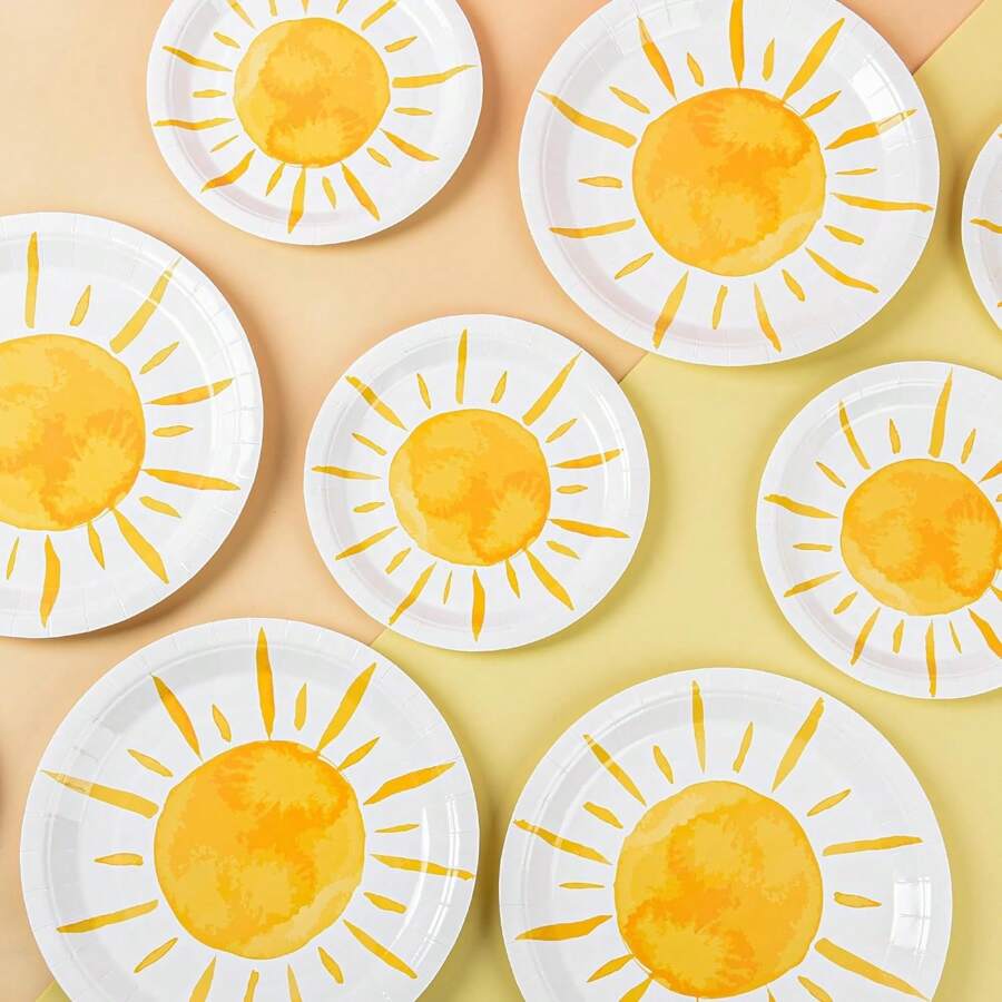 48pcs Bohemian Sunshine Party Plates Disposable Tableware, First Trip ...
