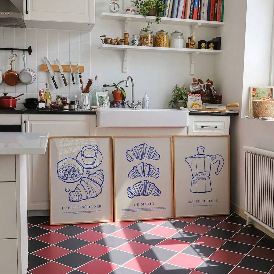 Set Of 3 Croissant Prints, Retro Cooking Prints, Retro Wall Art ...