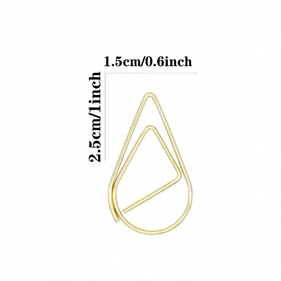 50 PCS Gold Cute Paper Clips Teardrop Stainless Steel Drop Shape Paper ...