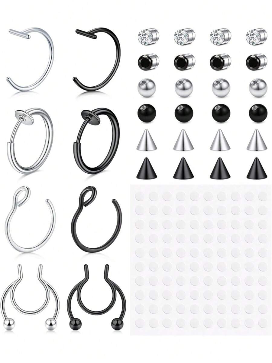 128-243Pcs Fake Piercings Fake Lip Piercing Fake Lip Ring Fake Nose ...