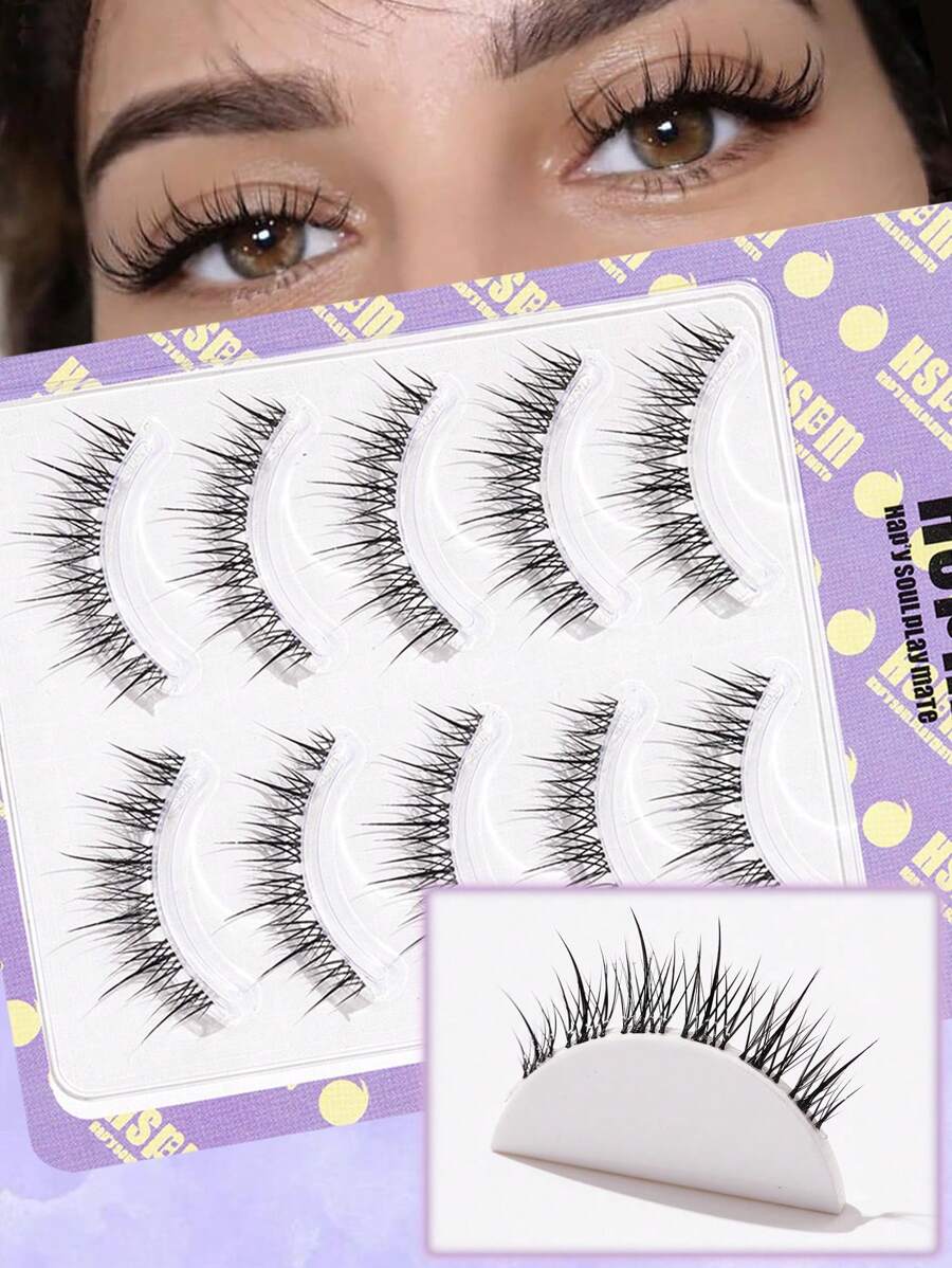 Manga Lashes 5 Pairs Full Strip False Eyelashes Devil Comic Lashes ...