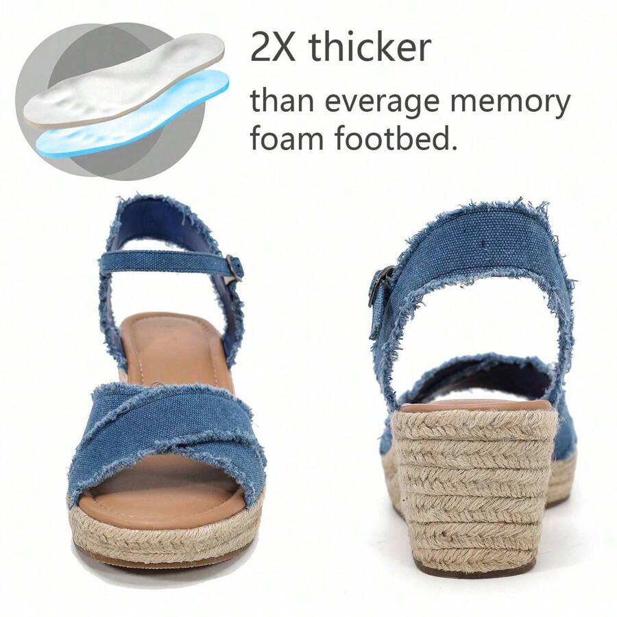 Women's Wide Width Wedge Sandals, Low Wedge Platform Heel Sandal Ankle ...