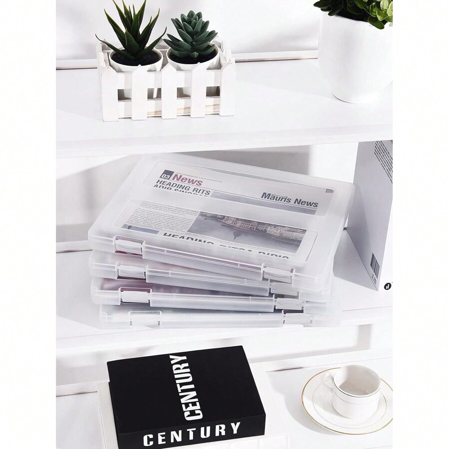 LSTUSA 4 Pack A4 File Portable Project Case Plastic Storage Box For 8.5 ...