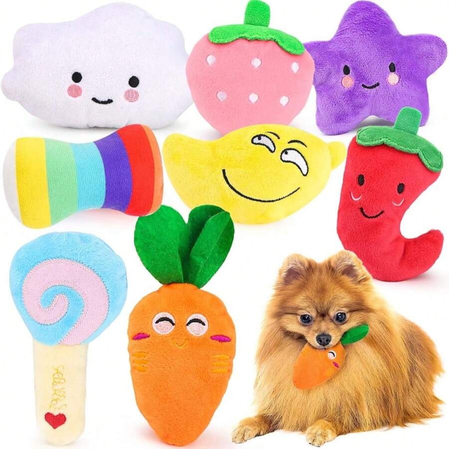 8pcs Mini Plush Squeaky Dog Toys, Suitable For Small & Medium-Sized ...