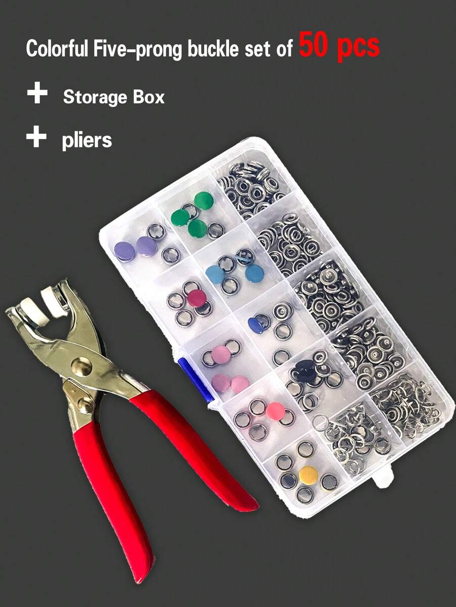 1set Stainless Steel Solid Color Five Metal Claws Snap Button Kit-50 ...
