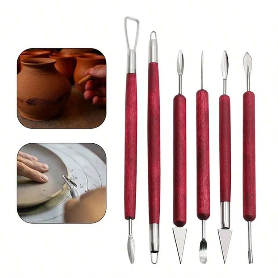 DIY Ceramic Tools Redwood Six Piece Set Wooden Clay Wooden Clay Carving ...