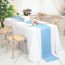 1pc Blue Cheese Cloth Table Runner Bohemian Gauze Cheesecloth Table ...