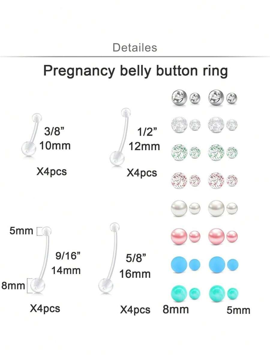 Piercing de umbigo acrílico flexível Anéis de perfuração de umbigo ...