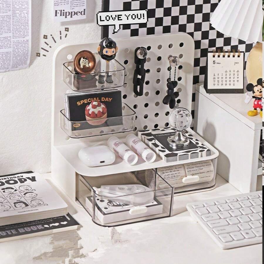 Hook Storage Box Drawer Type Pegboard Small Card Display For Desktop ...