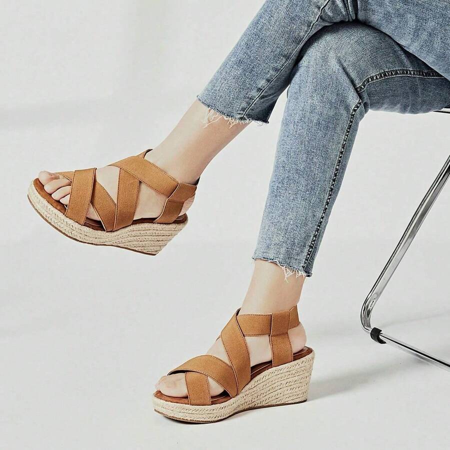 Women's Wide Width Wedge Sandals, Low Wedge Platform Heel Sandal Ankle ...