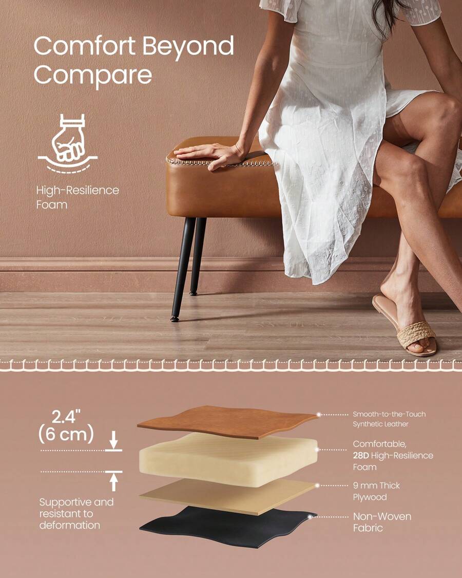 VASAGLE EKHO Collection - Bench For Entryway Bedroom, Synthetic Leather ...