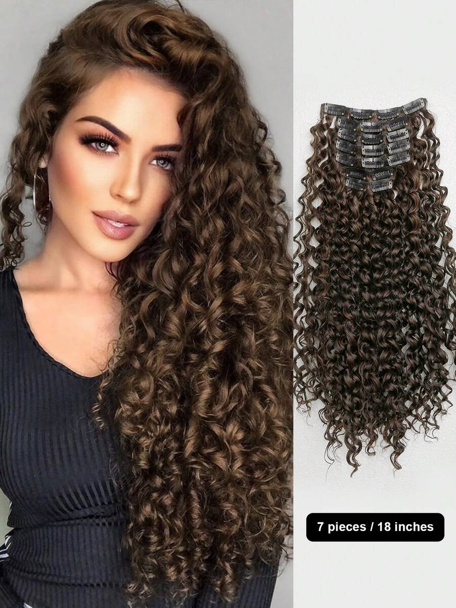 Clip In Hair Extensions Black Color 20 Clips 16 Inch Long Straight Hair Extension For Women Full ...