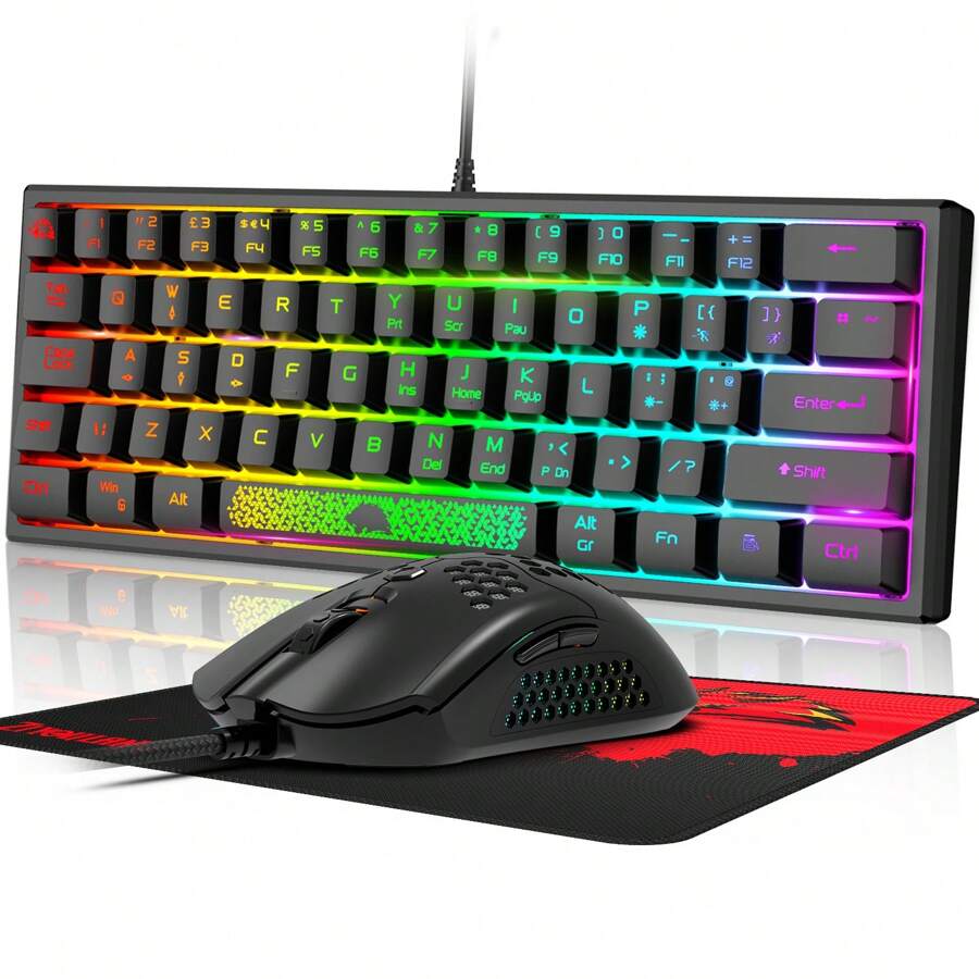 MAMBASNAKE K61-60% Compact Gaming Keyboard And Mouse Set Mechanical ...