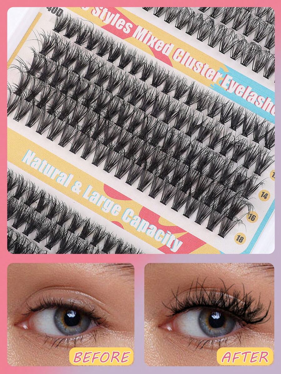 3D False Eyelash Extension DIY Kit Including 8-16mm Individual Eyelash ...