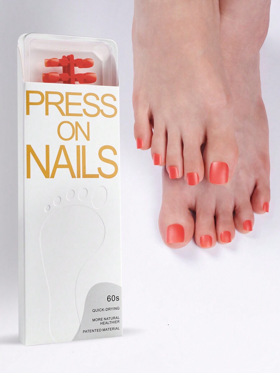 120pcs/Box Glossy Acrylic Press On Toes Nails,Frosted Black False ...