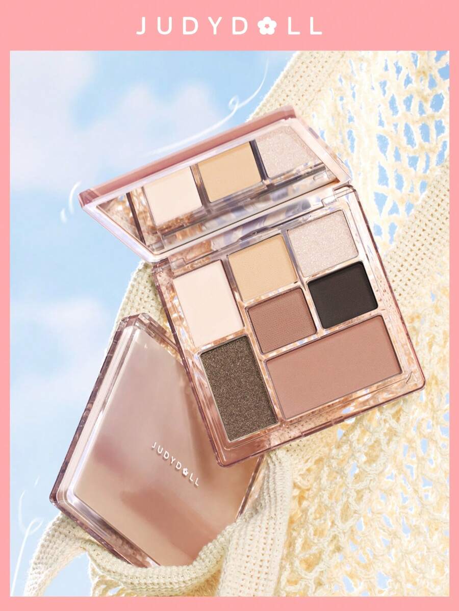 JUDYDOLL Orange Duoduo Tangram Fun Eyeshadow Palette, Including Cement Earth-Toned Blush ...