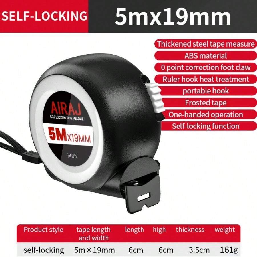 סרגל סרט AIRAJ 5 מ', סרגל מדידה דיוק גבוה, סרט מדידה פלדה עמיד למים ועמיד בפני שחיקה, סרגל סרטי ...