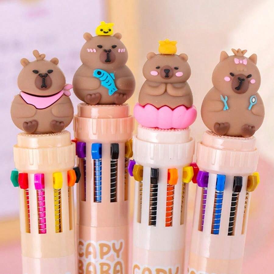 1pc Randomly Selected Creative And Cute Capybara Animal Shaped Ballpoint Pen With Ten Colors ...