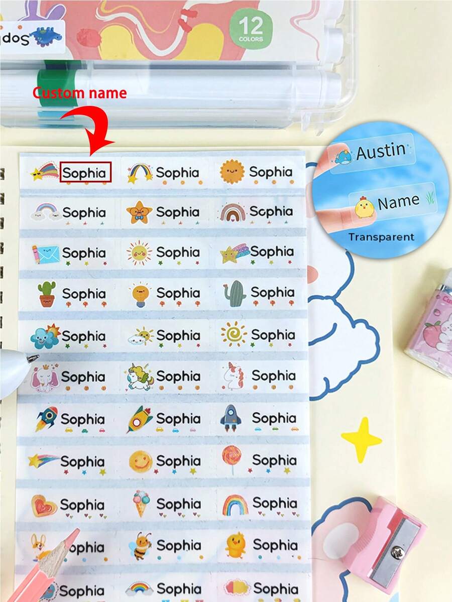 100pcs Custom Name Sticker Labels For School Stationery, Various ...