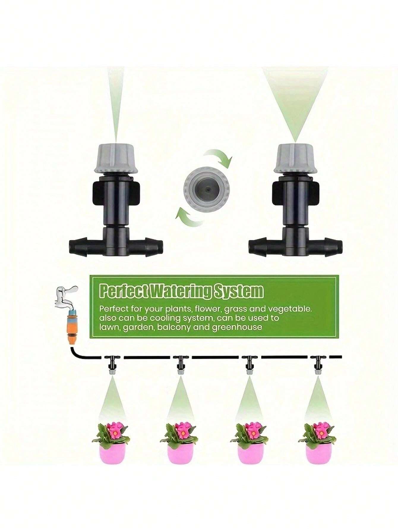 20/50pcs, Spray Nozzles With Three-Way Connectors, Adjustable Misting ...