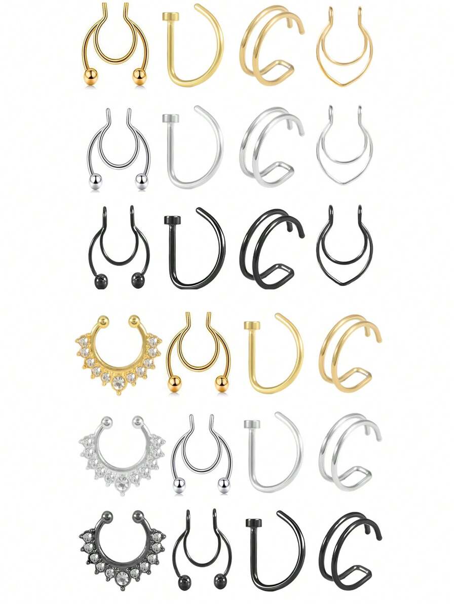 4pcs Fake Nose Ring Fake Septum Fake Septum Piercing Fake Nose Piercing ...