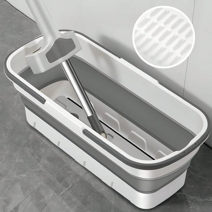 1 PEZZO Secchio per mop pieghevole, secchio per mop piatto con ruote ...