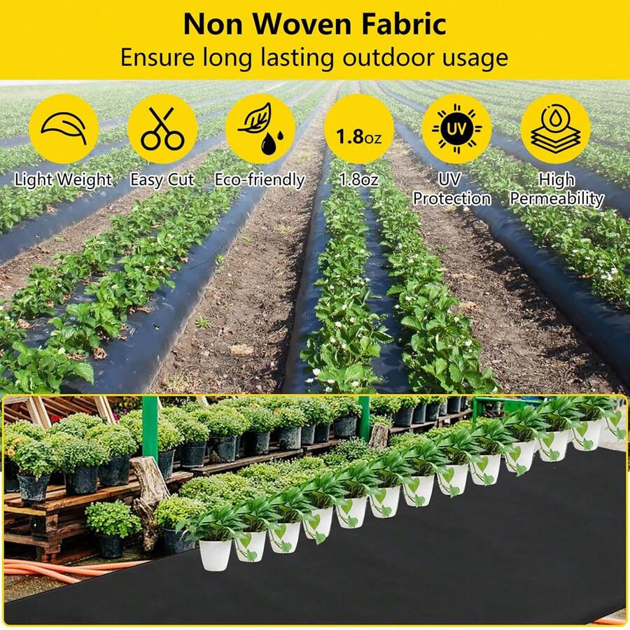 4ft X 250 Ft Weeds Barrier Landscape Fabric, Premium Non-Woven 1.8oz ...