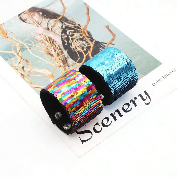 Shiny Sequined Bracelets best Womens Girl Stretchy