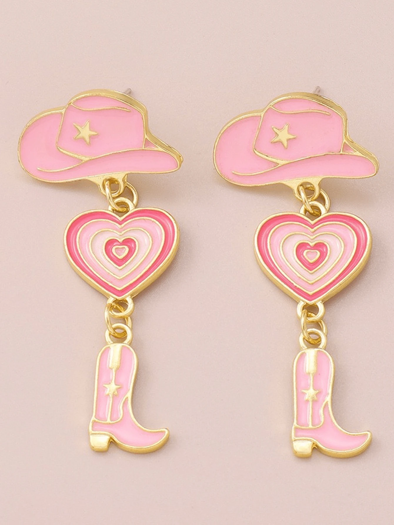 PHCOO Fashion Alloy Drop Oil Western Cowboy Hat Heart Cowboy Boots ...