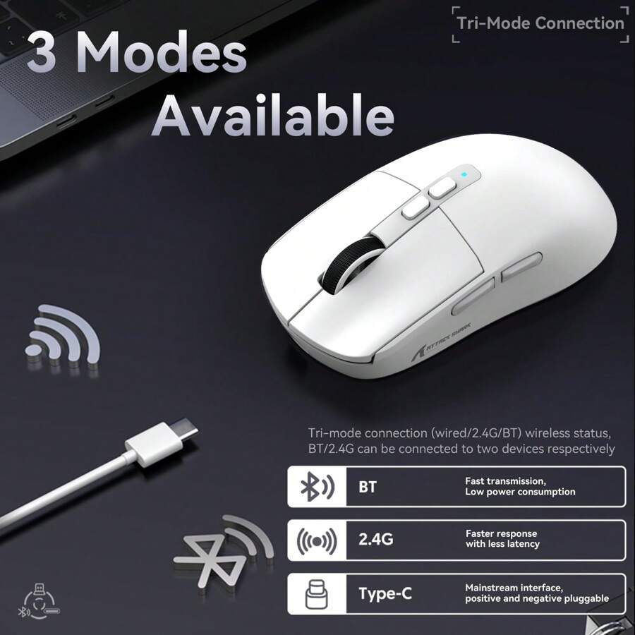 ATTACK SHARK X6 49g SUPERLIGHT Mouse With Magnetic Charging Dock ...