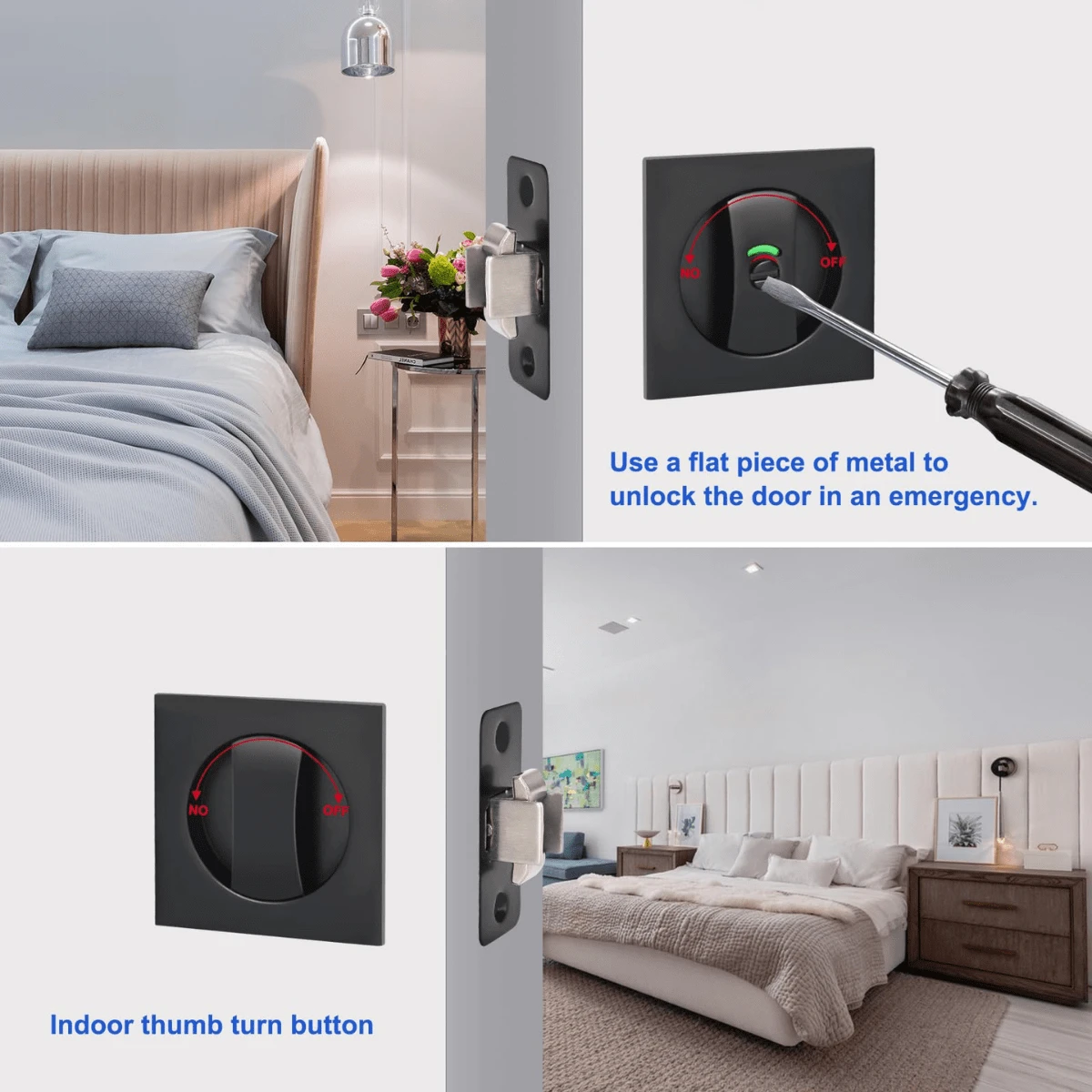 Matte Black Privacy Square Pocket Door Lock With Color-Coded Indicator ...