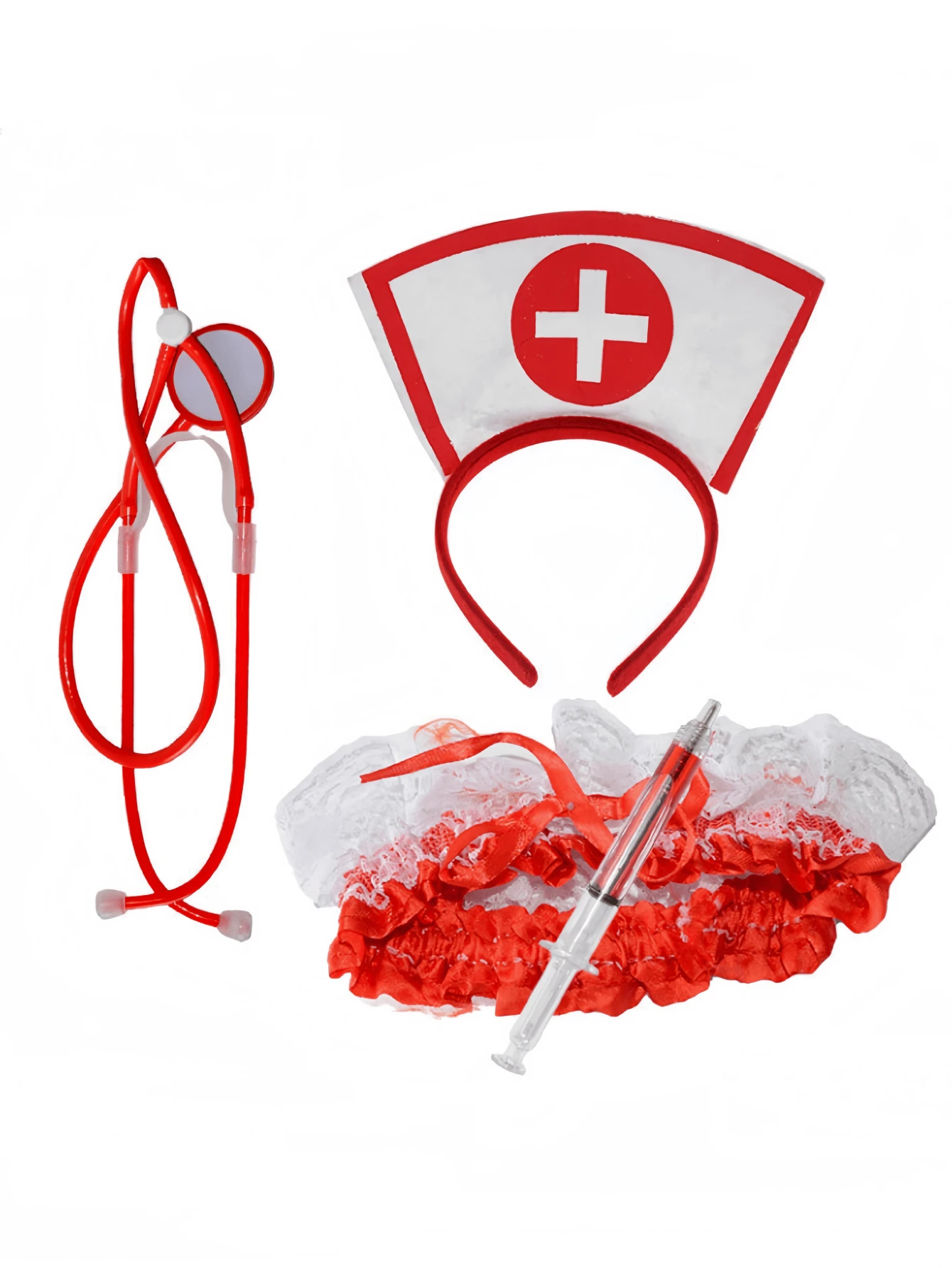 4pcs Nurse Cos Set Stethoscope Headband Leg Set Accessories Personal ...