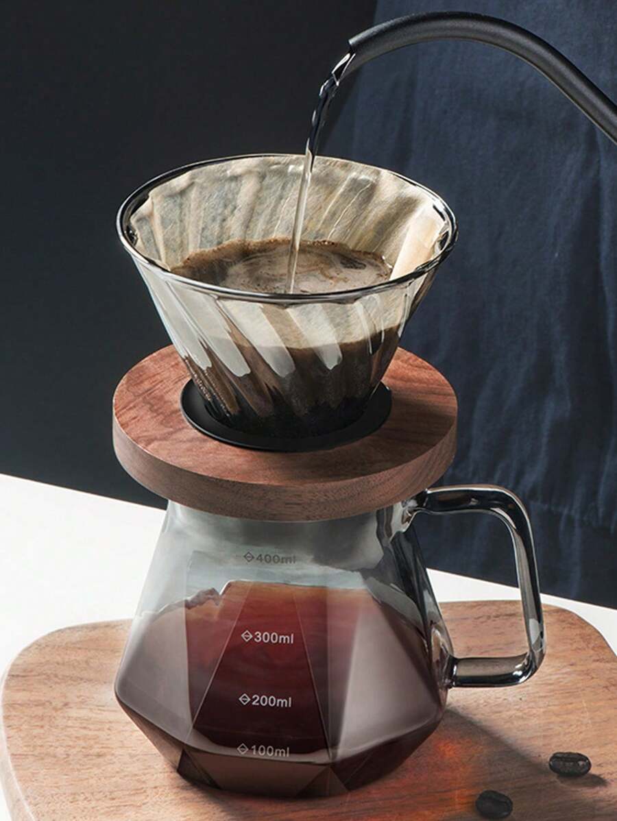 choxila 1pc Glass Coffee Dripper, Pour Over Coffee Filter With Walnut ...
