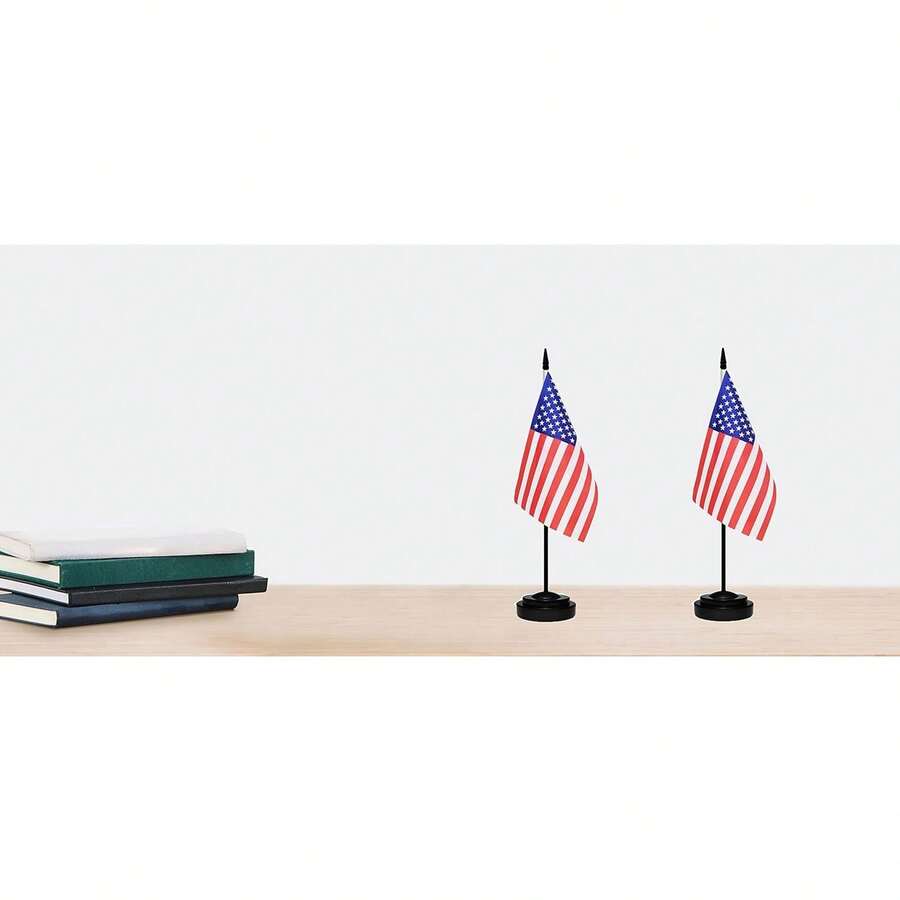 US American Deluxe Desk Table Flag Set Small Mini Miniature USA Table ...