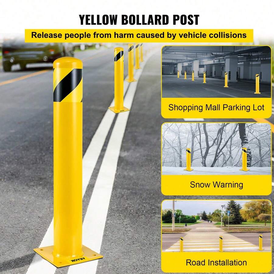 VEVOR Safety Bollard, 48 Inch Height Bollard Post, 5.5 Inch Diameter ...