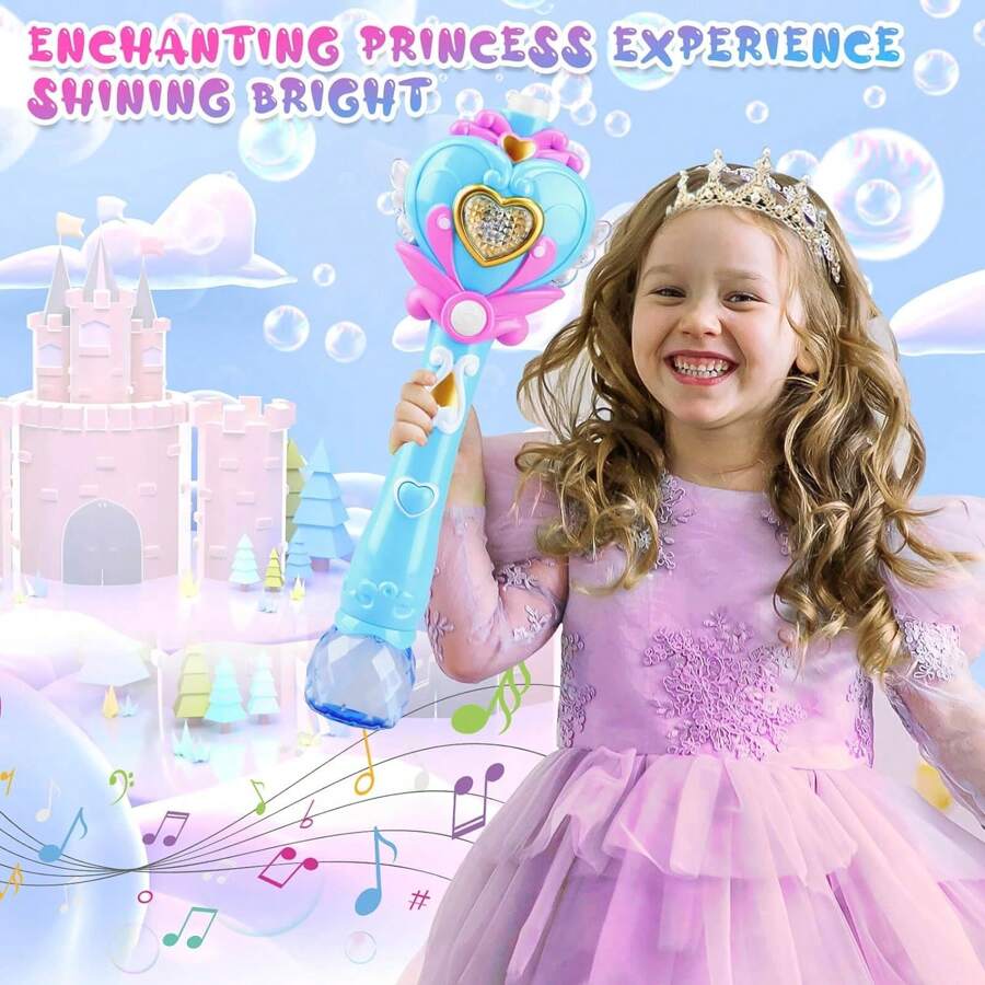 Bubble Wands Toys For Girls Kids - Princess Bubbles Machine Fairy Wands For Kids Light Up With ...