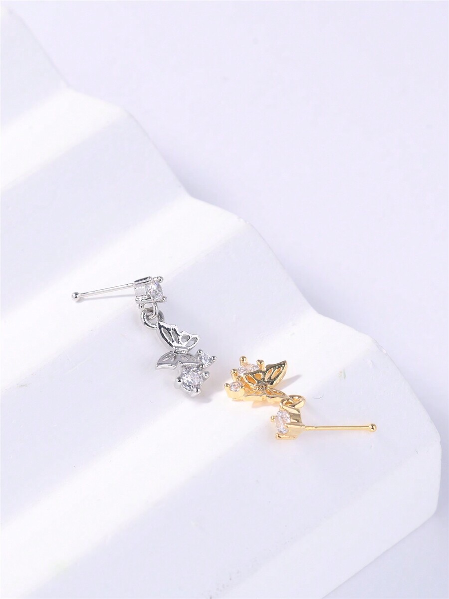 1pc Dangling Nose Studs Sparkling Butterfly Design Dangle Charm Nose ...