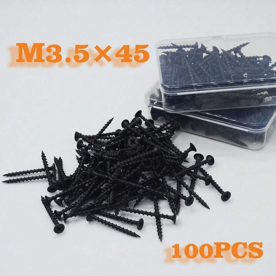 100PCS/275PCSBlack High-Strength M3.5 Countersunk Head Self Tapping Screws, Black Dry Wall ...