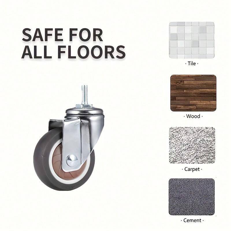 4 Pcs TPR Screw Lever Universal Swivel Caster Wheels, Furniture Castors ...