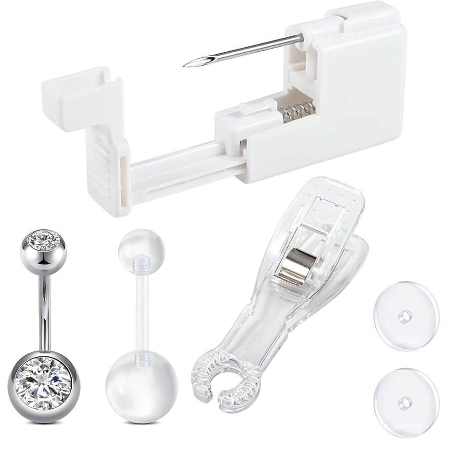6Pcs/Sets Belly Button Piercing Kit Gun,Professional Body Piercing Kit ...