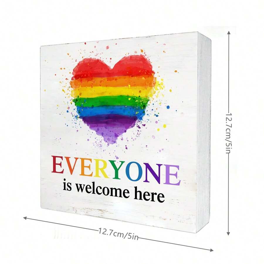 Everyone Is Welcome Here Equality Wooden Box Sign Desk Decor 5 X 5 Inch ...