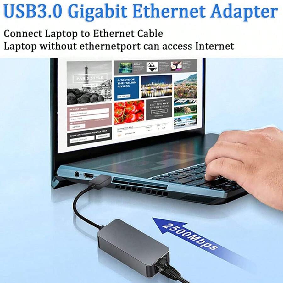 VAORLO USB-A 2.5G Ethernet Adapter USB 3.0 To RJ45 2500Mbps LAN Network ...