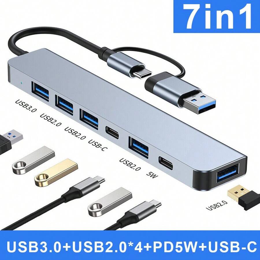 SMART TREE 7 In 1 Multiport USB-C Hub Type C To USB 3.0 2.0 Adapter For ...