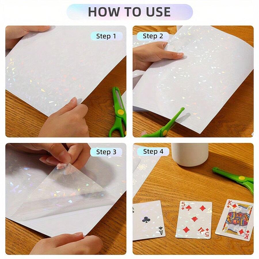 36 Sheets Holographic Sticker Paper, Clear Vinyl Sticker Laminate Film ...
