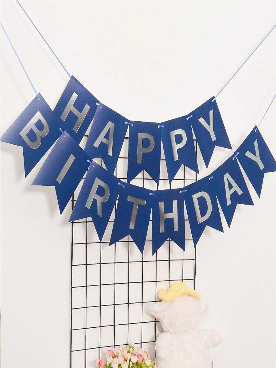 1Set Tail Shaped Happy Birthday Banner Signs Golden Sparkle Funny ...