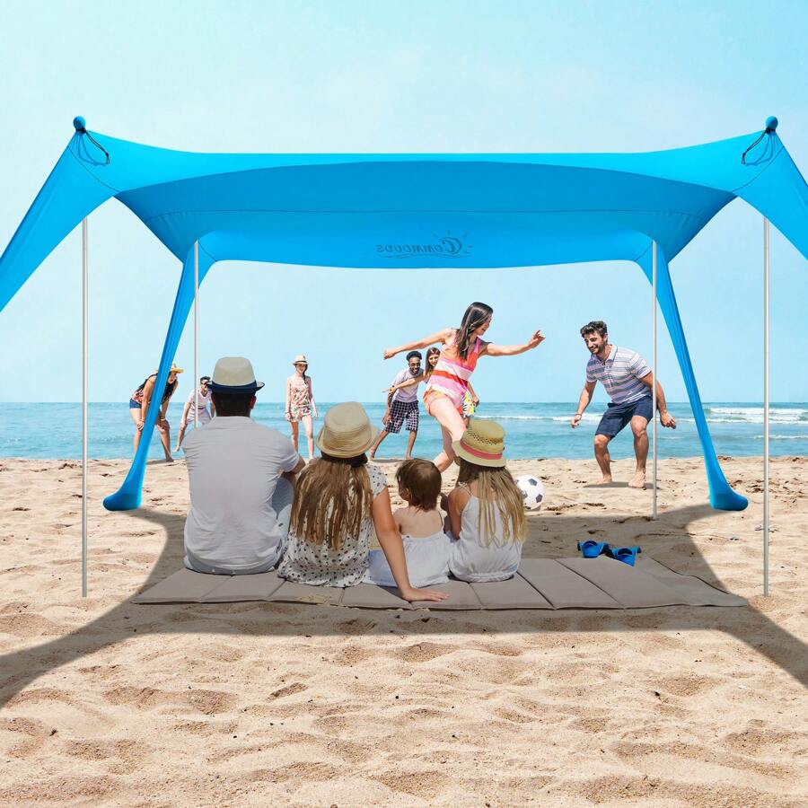 COMMOUDS Beach Tent Sun Shelter - UPF 50+ Portable Beach Canopy With ...