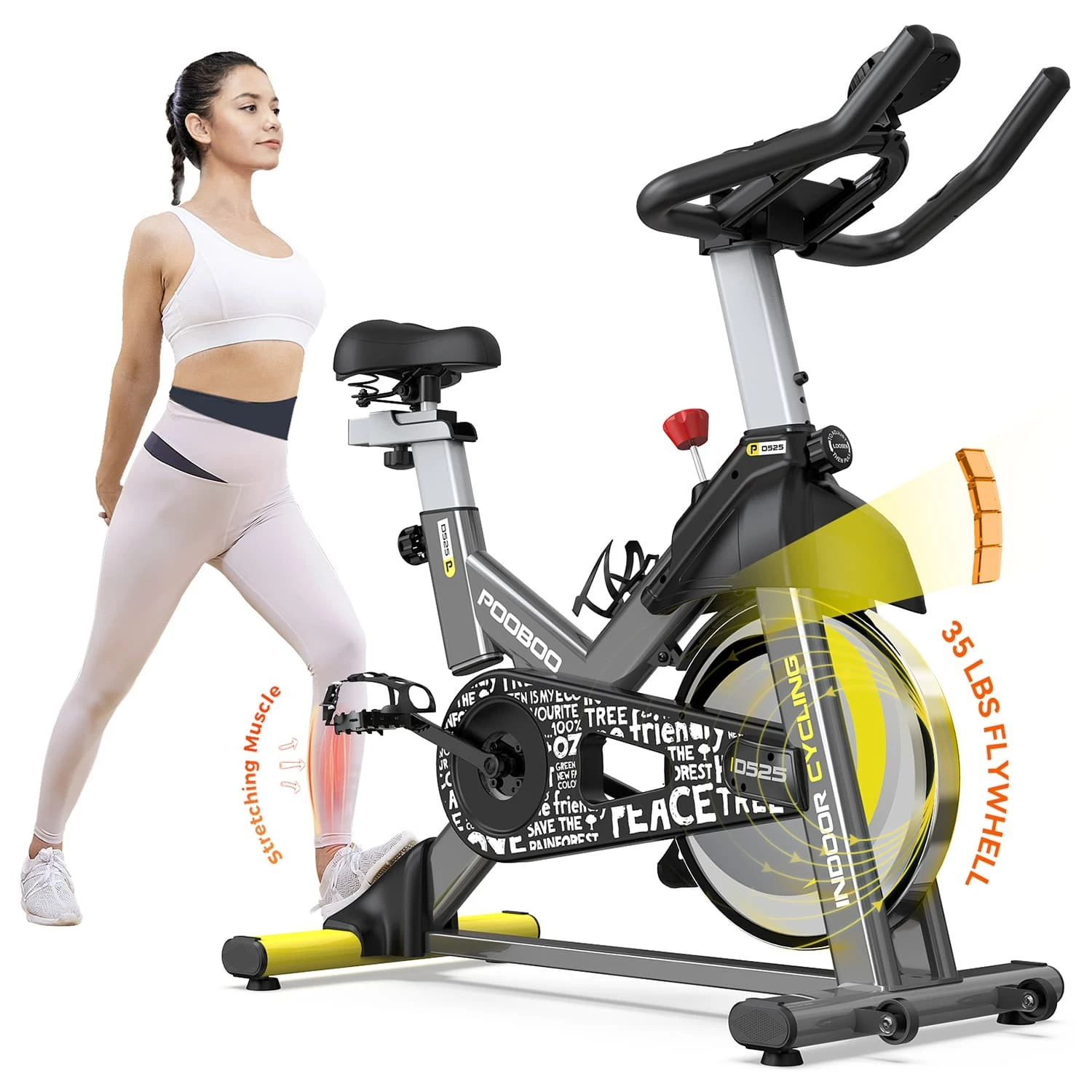 Pooboo Stationary Exercise Bike, Magnetic Resistance Riding Exercise ...