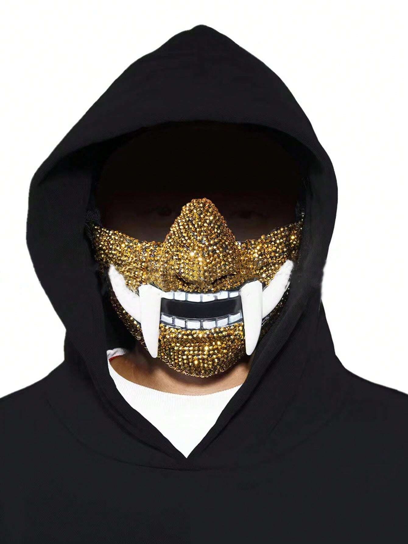 Red Hannya Demon Warrior High-End Diamond-Encrusted Mask, Halloween ...