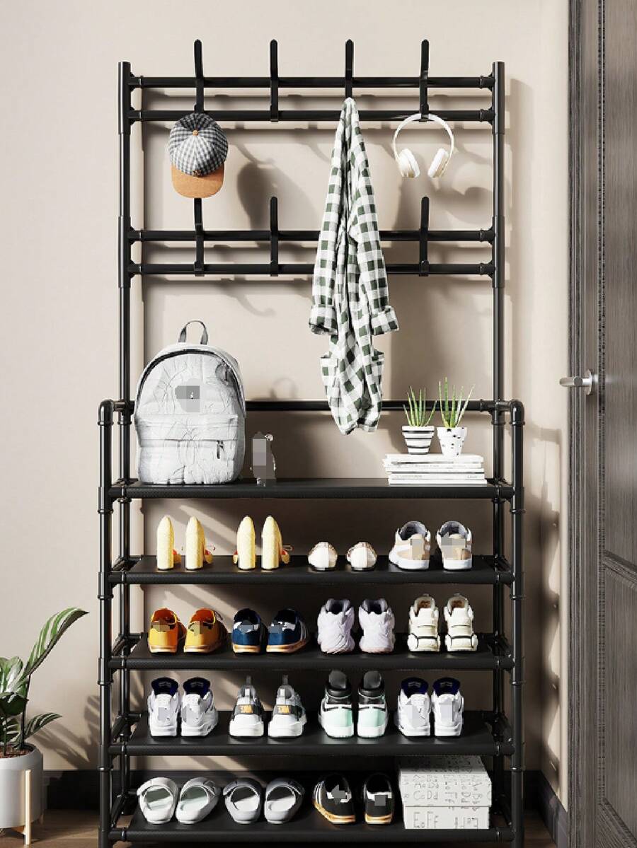 1pc Floor-Standing Coat Hat Shoe Rack Combination, Household Shoe Hat ...
